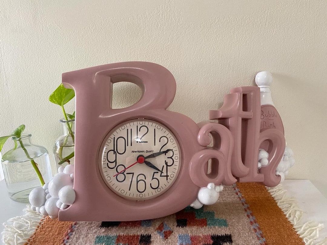 Vintage Burwood Bubble Bath Wall Clock Mauve Pink White - Etsy