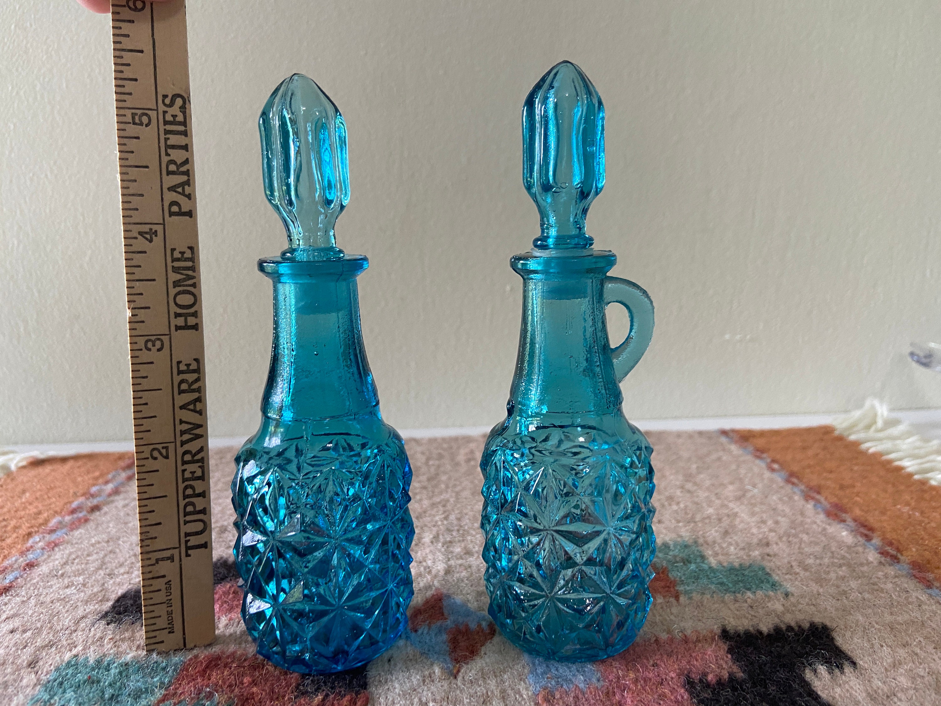 Indiana Glass Cobalt Blue Oil Vinegar Mini Cruet apothecary - Etsy