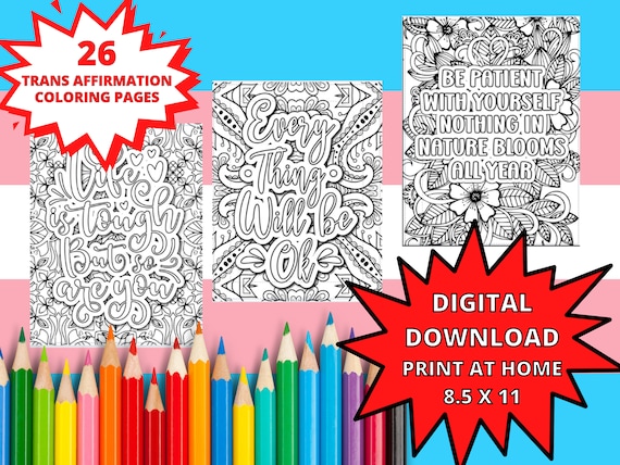Trans Affirmations Coloring Pages for Trans Kids & Teens | Etsy