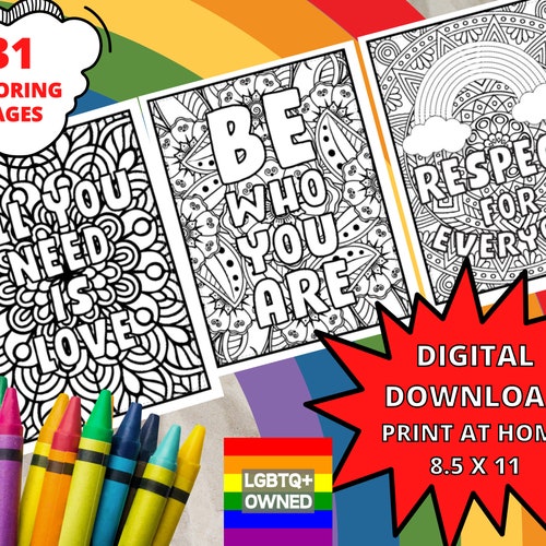 Pride Coloring Pages Digital Download LGBTQ Coloring Book - Etsy