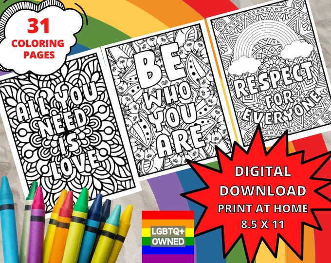 LGBTQ Puzzles & Activity Workbook Pride Coloring Pages, Word Searches ...