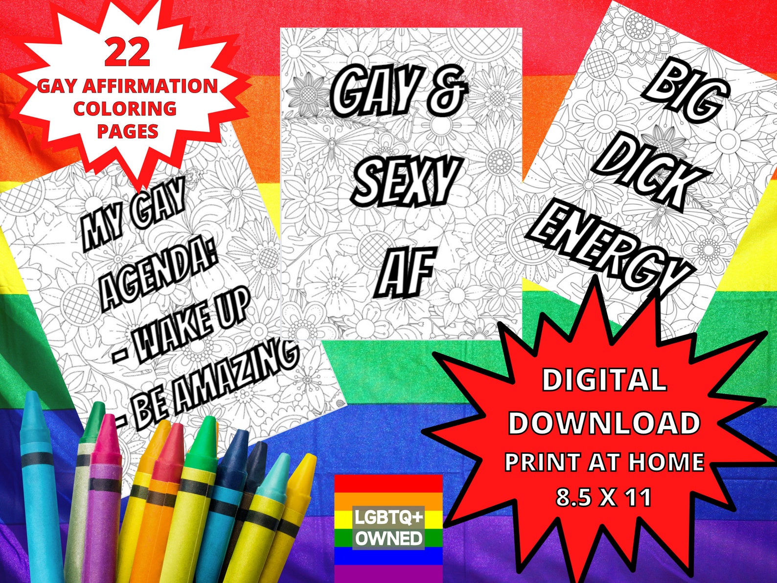 Gay Coloring Pages Digital Download LGBTQ Coloring Pages Gay ...