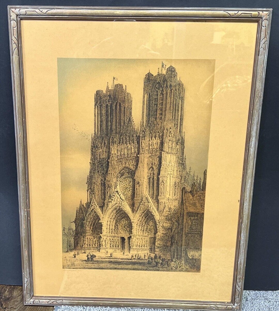 Old West Front Rheims Cathedral Framed Litho Print Edward Gross Co ...