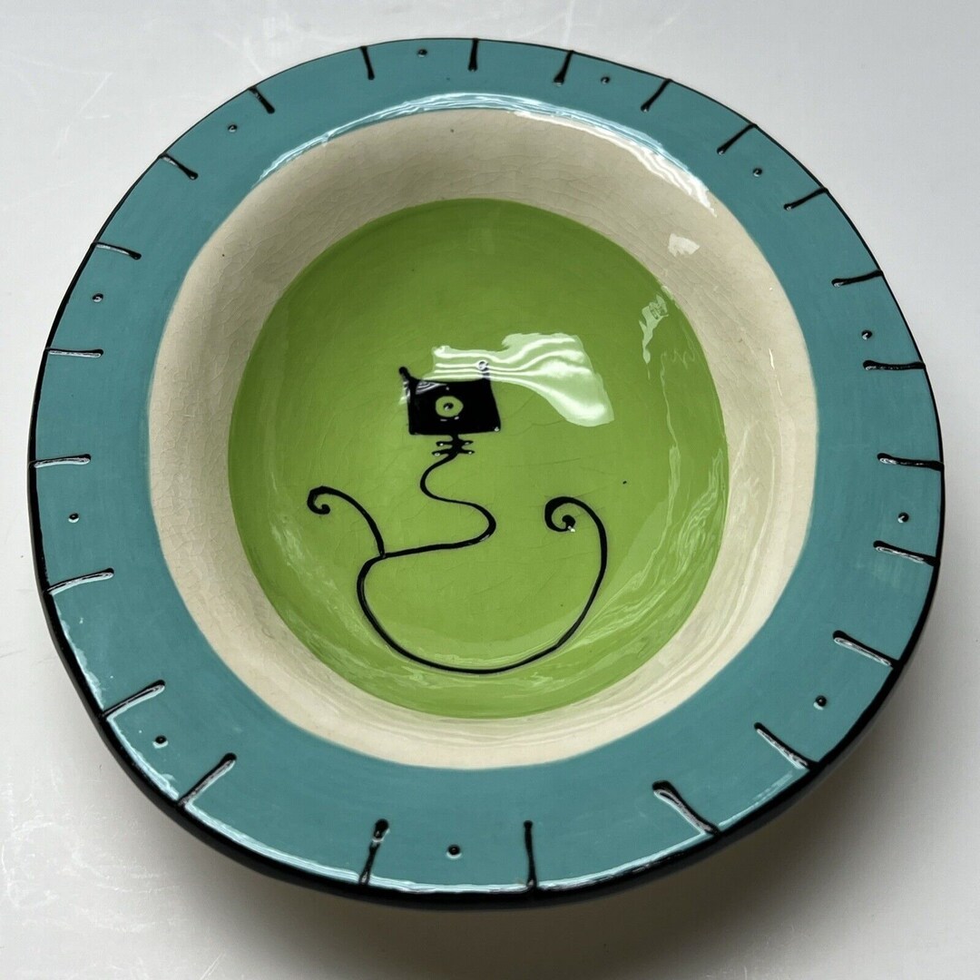 Vintage KRI KRI Vintage Hand Made Artisan Pottery Cereal Oval Bowl 2002 ...