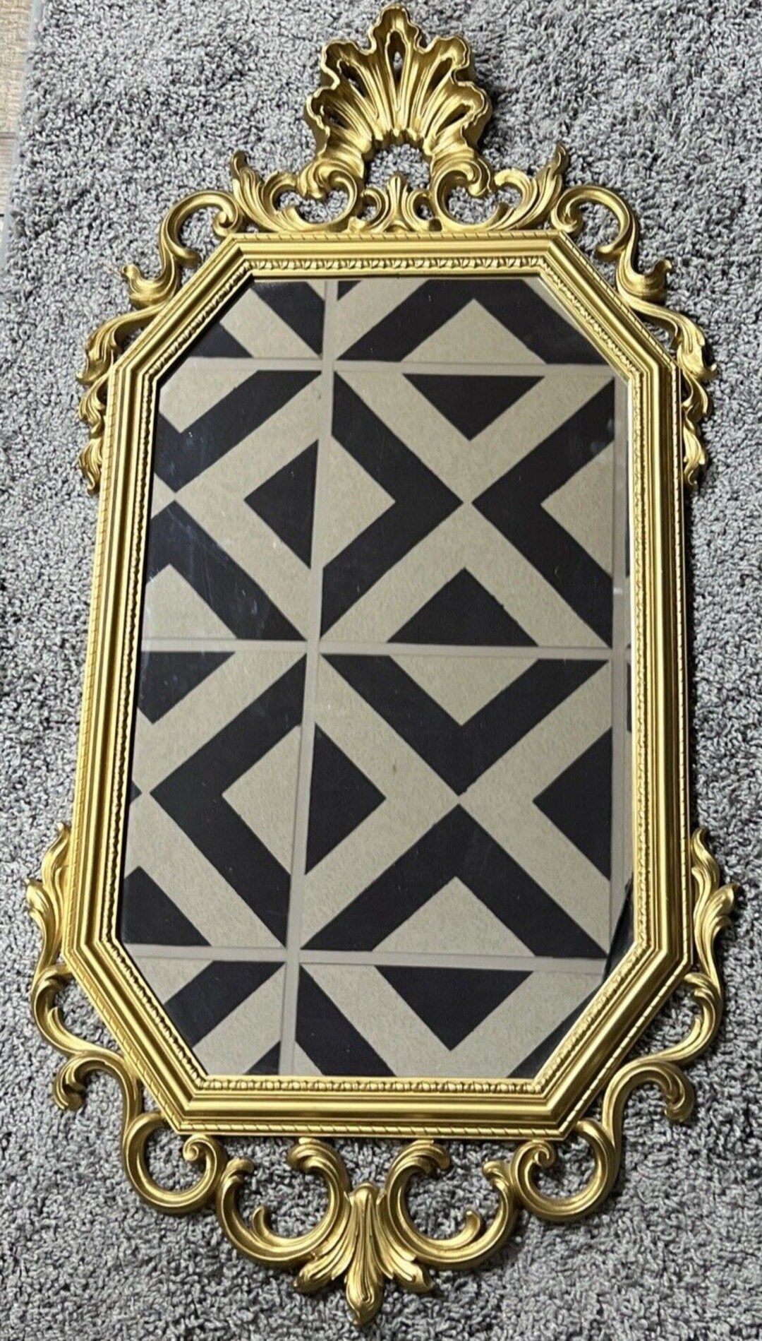 MCM Syroco Ornate Gold Large Mirror Hollywood Regency Flower Wall ...