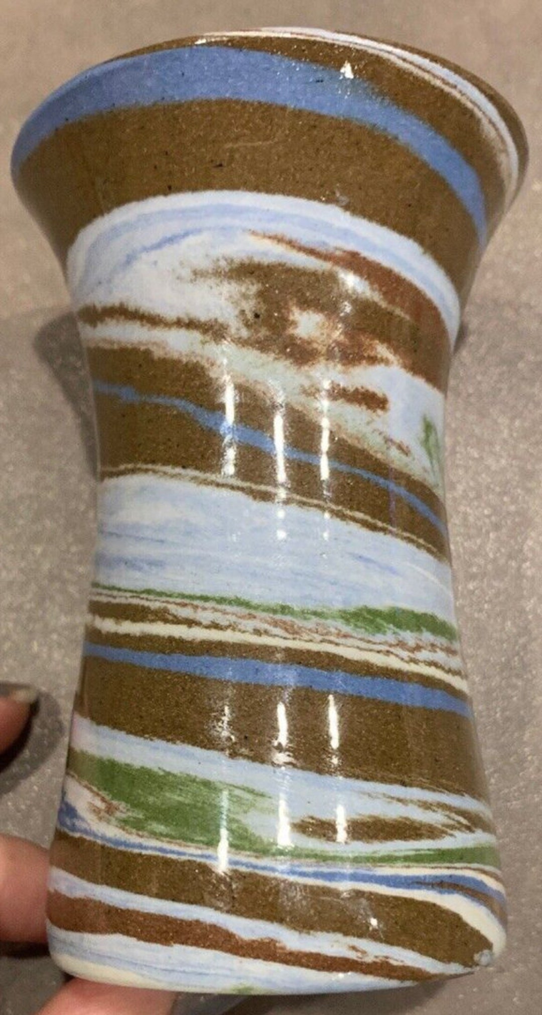 Vintage Desert Sands Pottery Brown Blue Swirl Urn Bud Vase Glazed ...