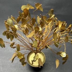 Vtg Dream Tree Twisted Wire Brass Golden Leaves Luck Prosperity Pot ...