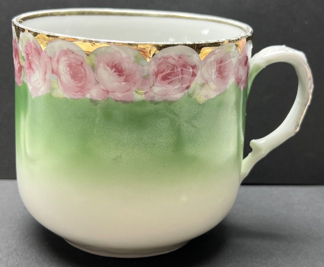 Old Germany Mustache Mug Missouri Glass Company Ornate Floral Roses ...