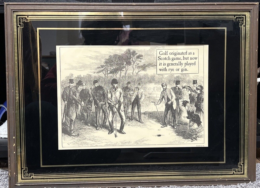 Old H Harral F Gilbert Golf Print Etch 1870 Black Litho Gold Black ...