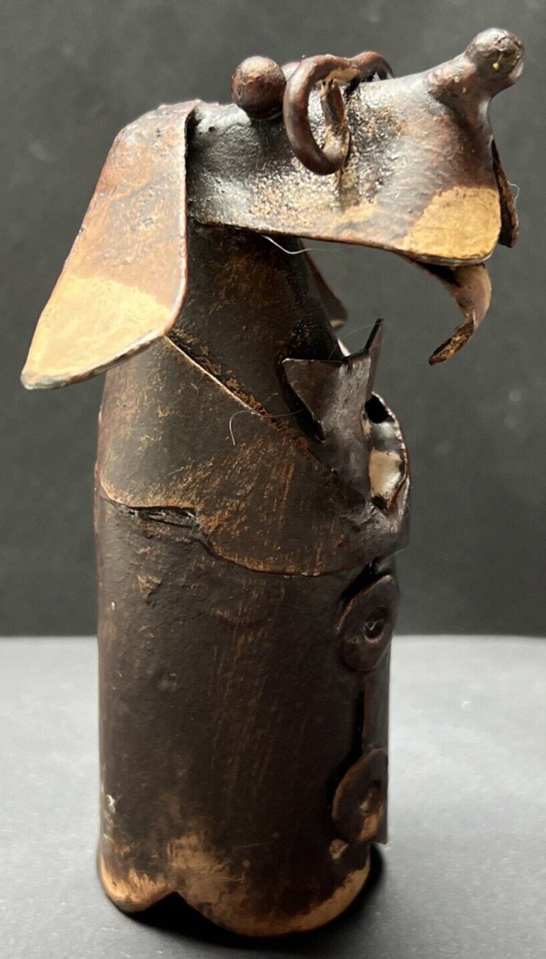 Vintage Folk Art Butler Dog Sculpture Metal Bottle Topper Rustic ...