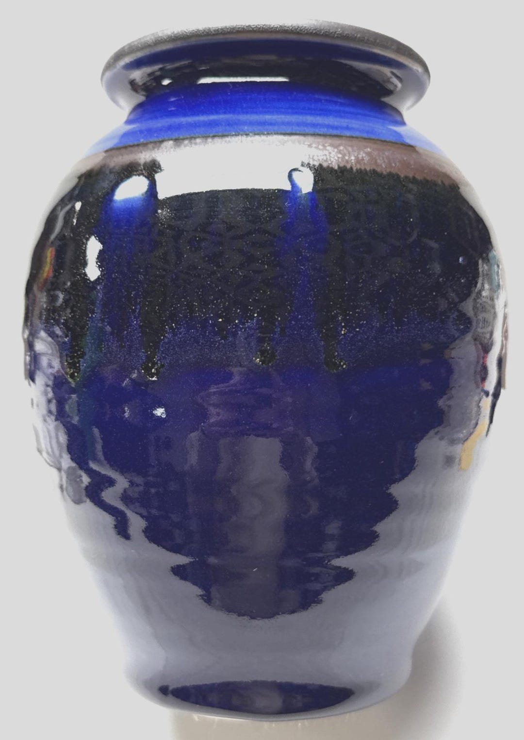 Vintage Bruning Studio Art Pottery Cobalt Blue Black Glazed Vase 7.5 ...