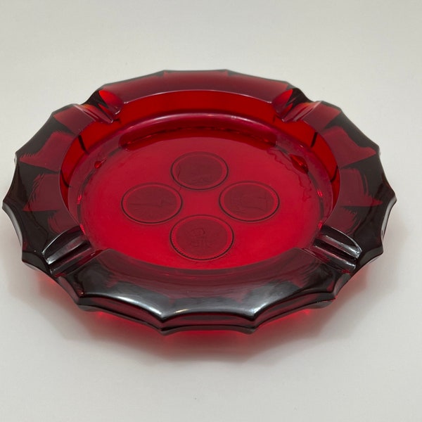 Red Glass Ashtray - Etsy