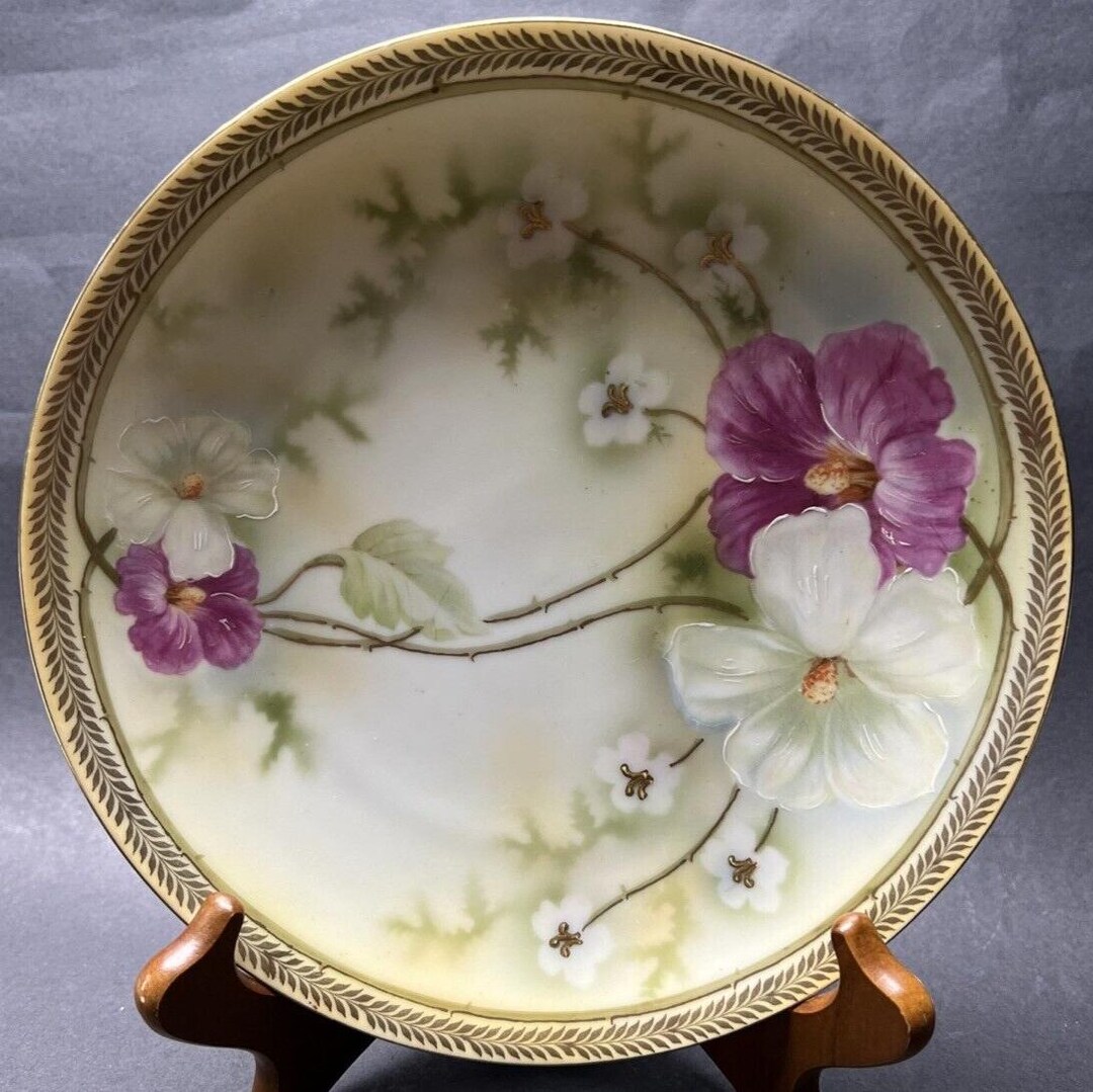 Vintage Prov Saxe ES Germany Hand Painted Floral Plate Gold Embellished ...