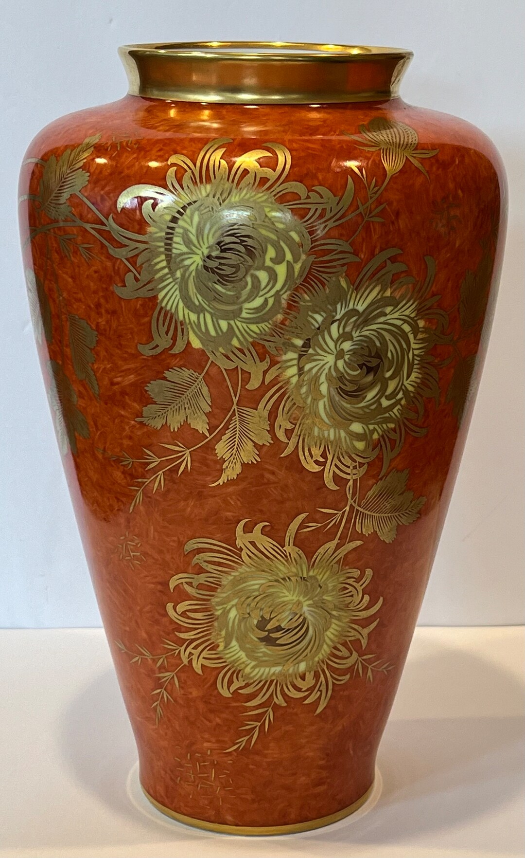Alka Kunst Patricia Bavaria Porcelain Orange Gold Chrysanthemums Vase ...