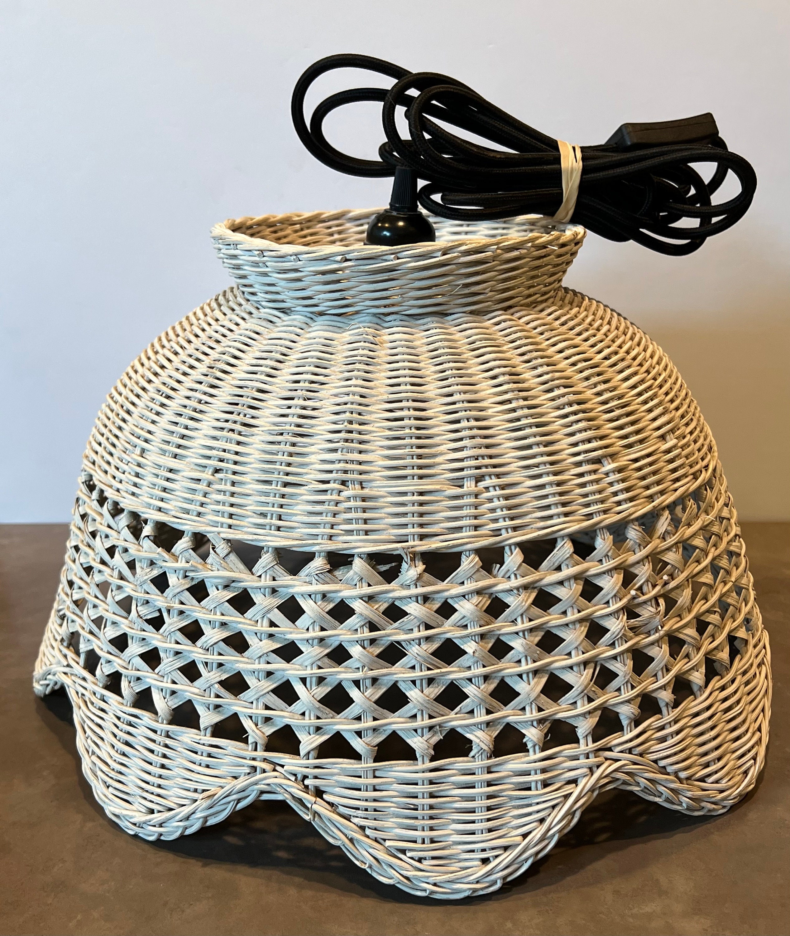 Vintage White Wicker Hanging Swag Lamp Boho - Etsy