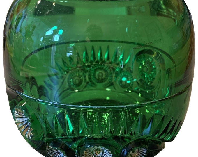 EAPG Riverside Glass Esther Ware Tooth Claw Emerald Green Sugar Bowl ...