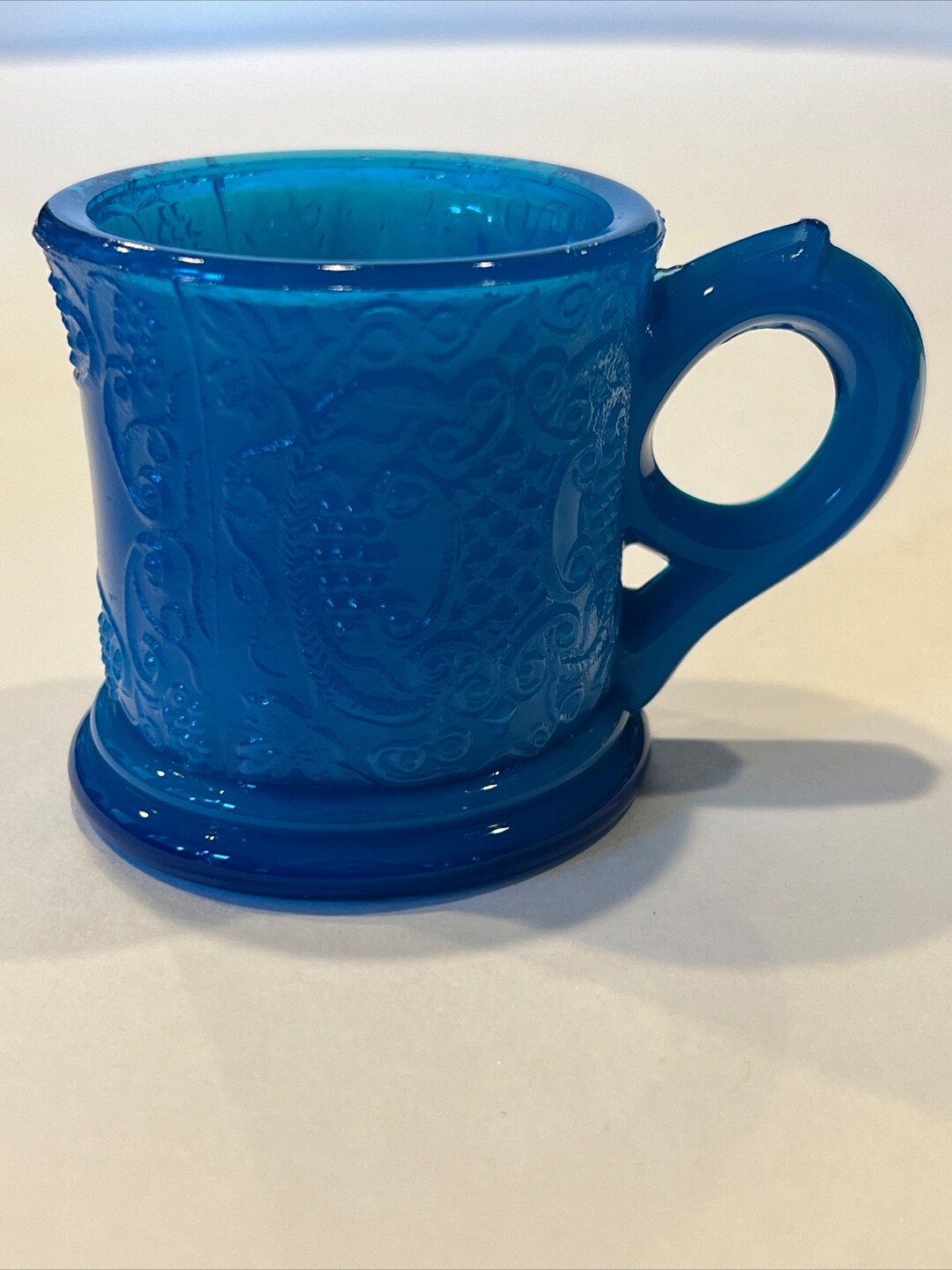 EAPG Bryce Walker Blue Opalescent Swiss Bead Relief Grape Scroll Toy ...