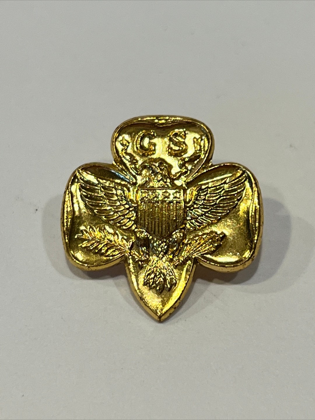 Vintage Girl Scout GS Trefoil Lapel Pin Gold Eagle Four Stars - Etsy
