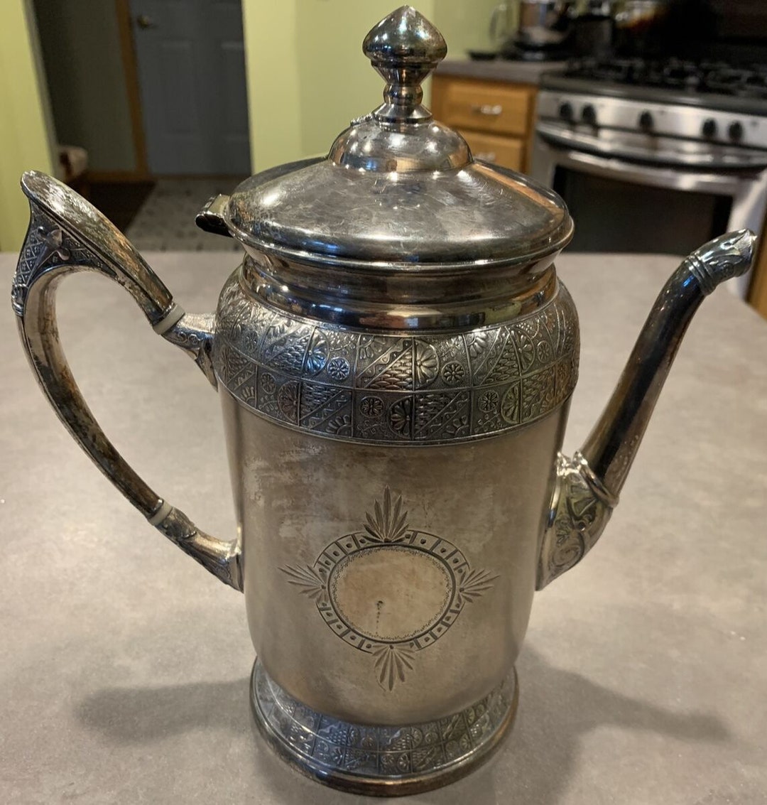 Antique Derby Silver Co Quadruple Plate Ice Pitcher 1607 Ornate Etched Engraved - Etsy