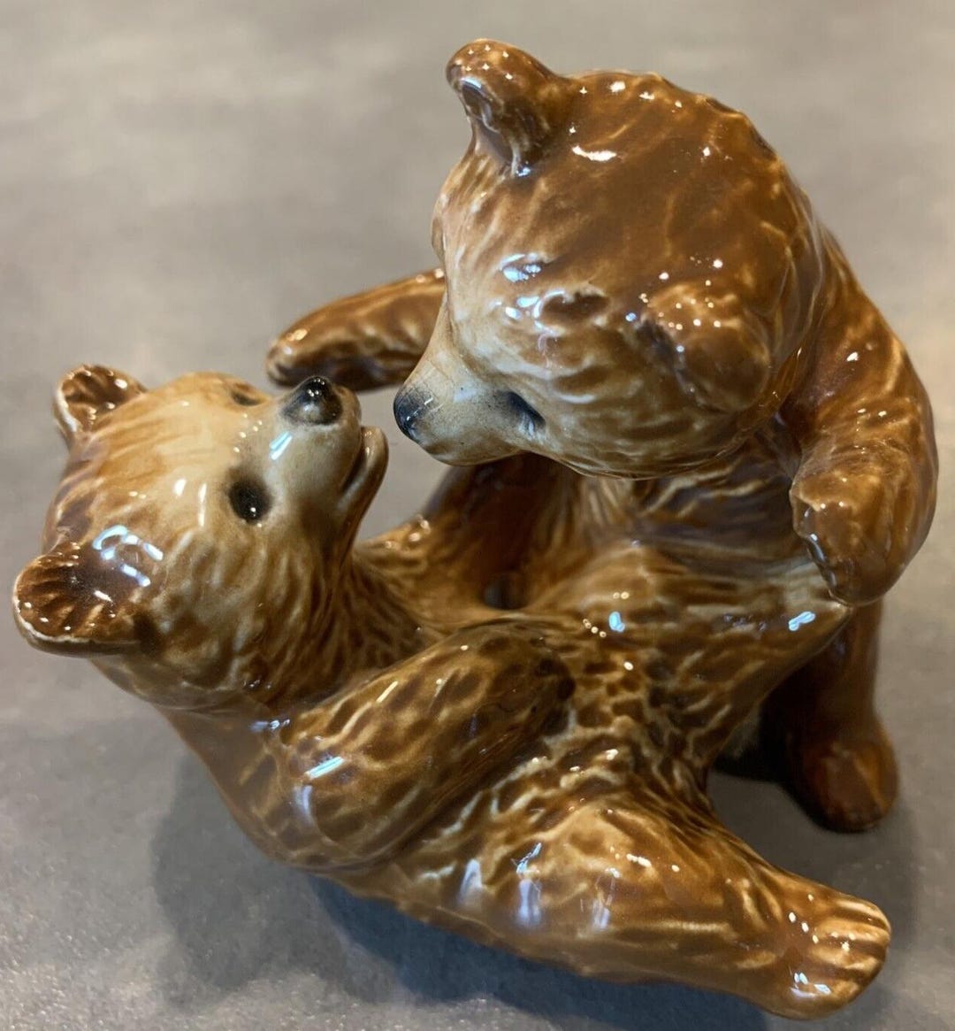 Vintage Goebel W Germany Bears Figurine Brown Glazed Playing Cubs Brown ...