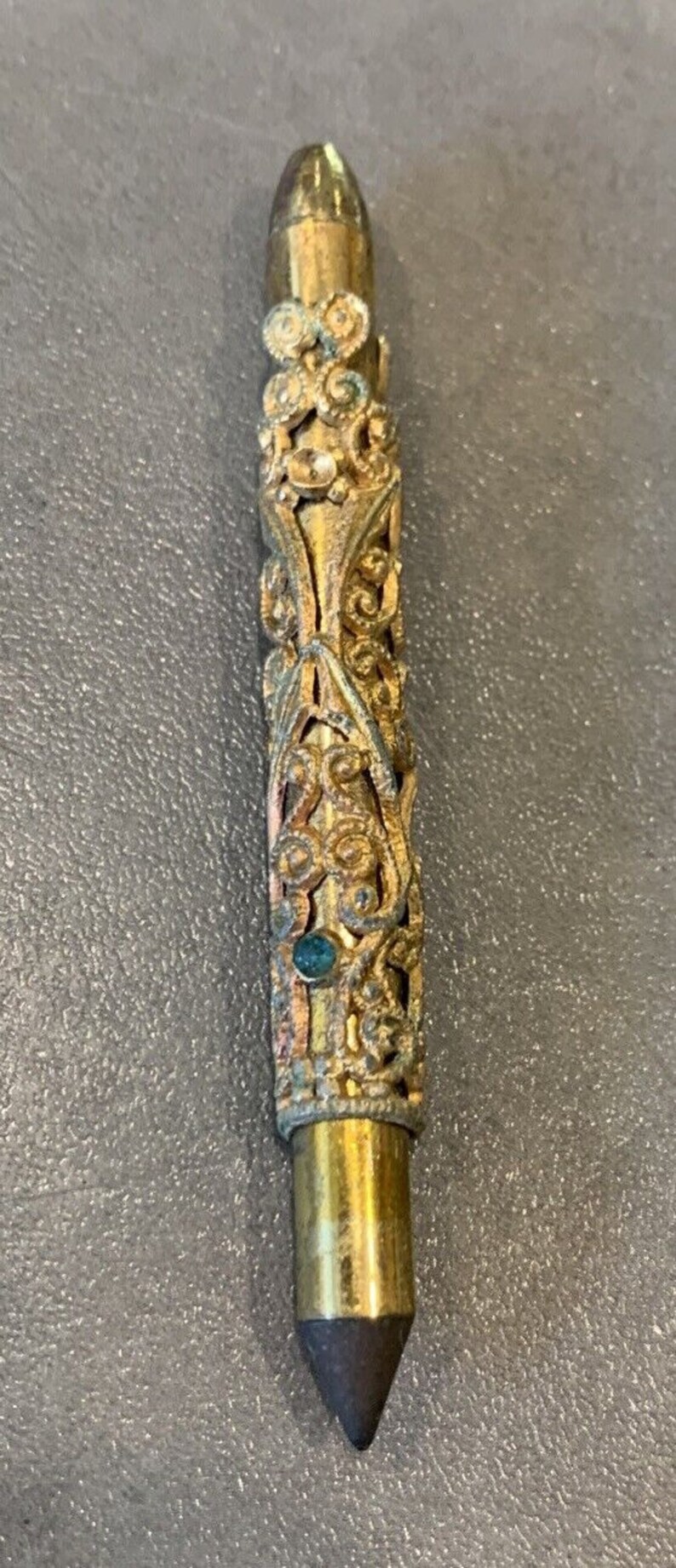 Old Ornate Gold Filigree Jeweled Pencil Pen Carbon Steel Metal READ - Etsy