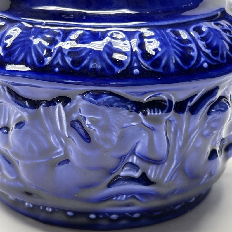 Vintage Cobalt Blue Ceramic Pottery Greek Mythology Zeuss Poseidon ...