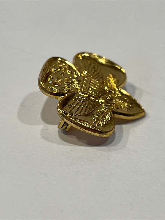 Vintage Girl Scout GS Trefoil Lapel Pin Gold Eagle Fo… - Gem