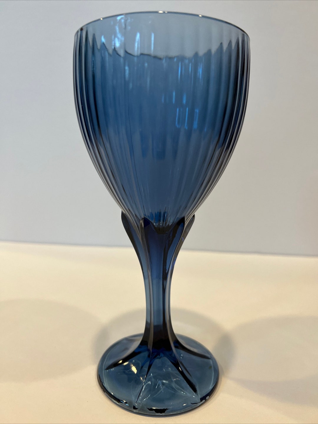 Vintage Fostoria Glass Monet Midnight Blue Water Goblet Stem - Etsy