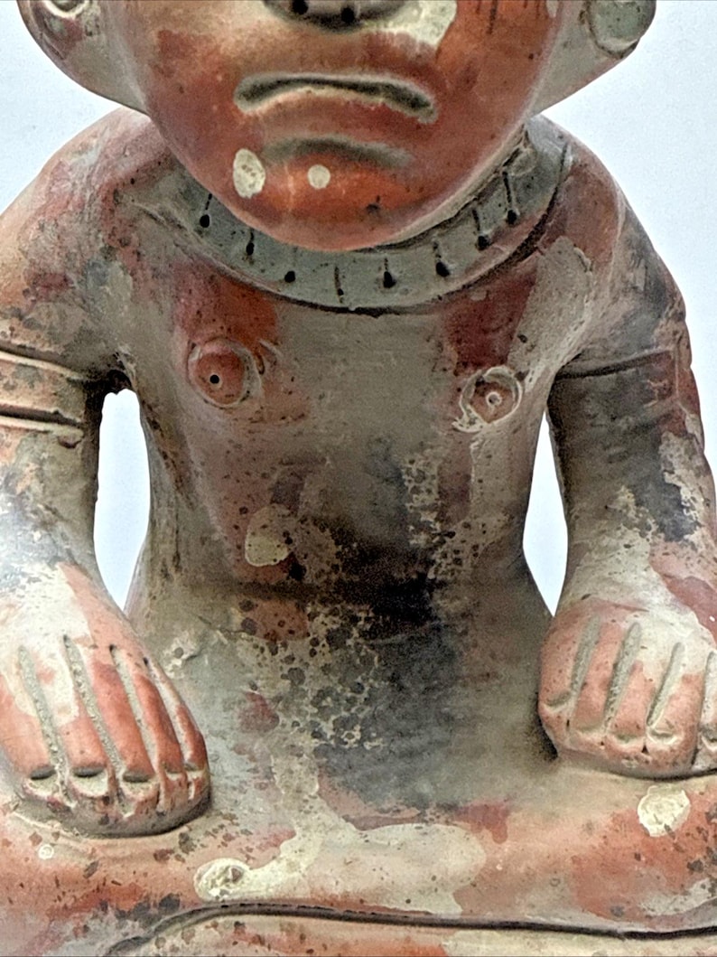 Old Mexican Terra Cotta Clay Zapotec Princess Sculpture Folk Art Marked ...