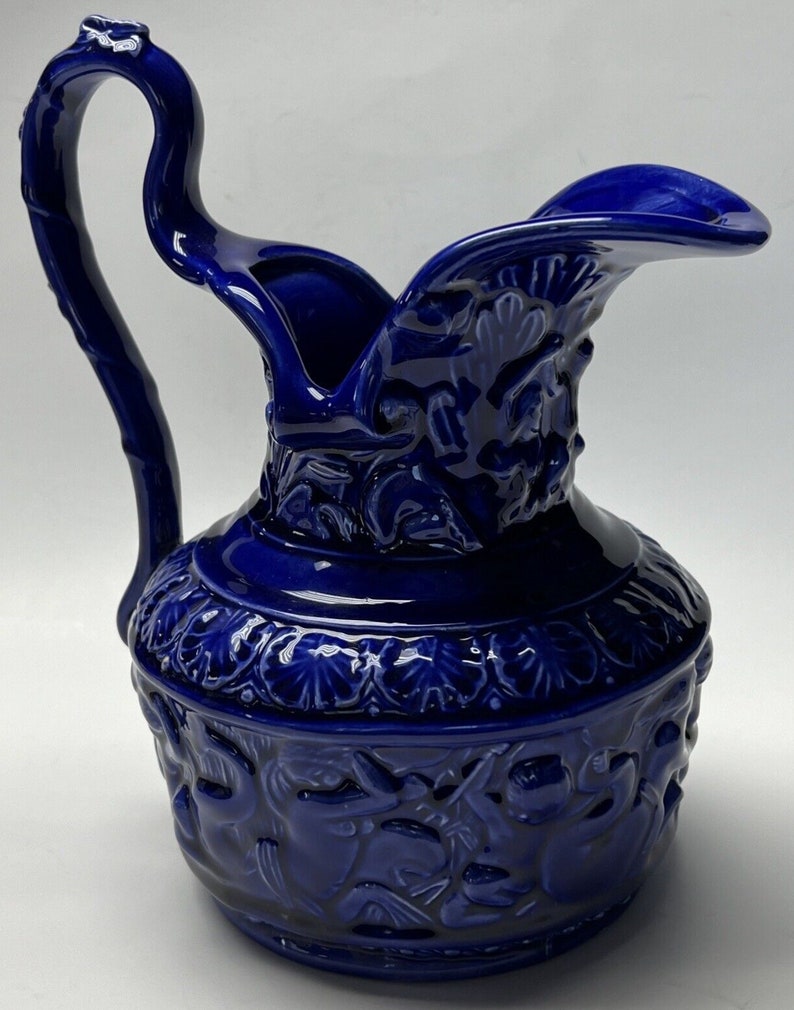 Vintage Cobalt Blue Ceramic Pottery Greek Mythology Zeuss Poseidon ...