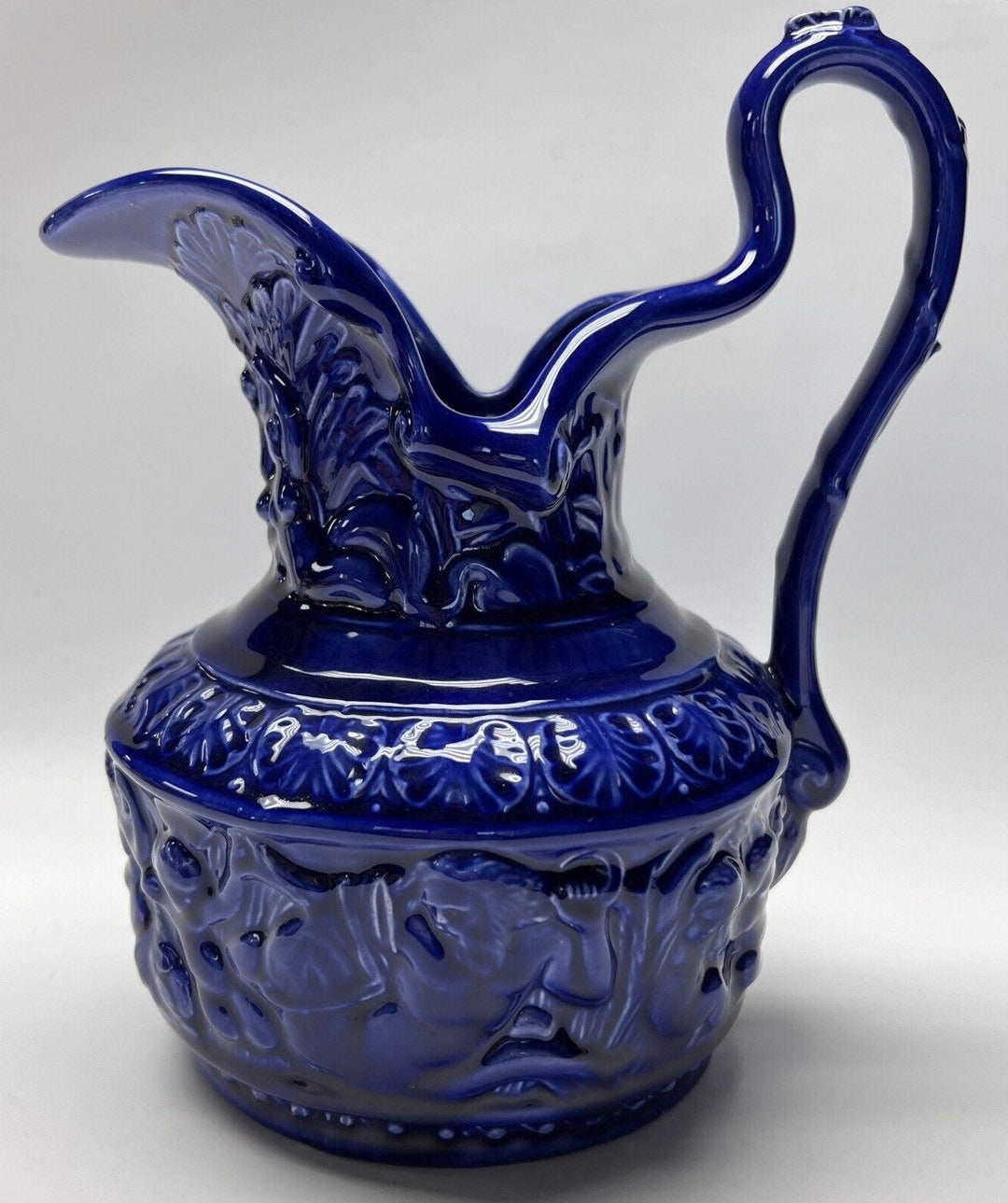 Vintage Cobalt Blue Ceramic Pottery Greek Mythology Zeuss Poseidon ...