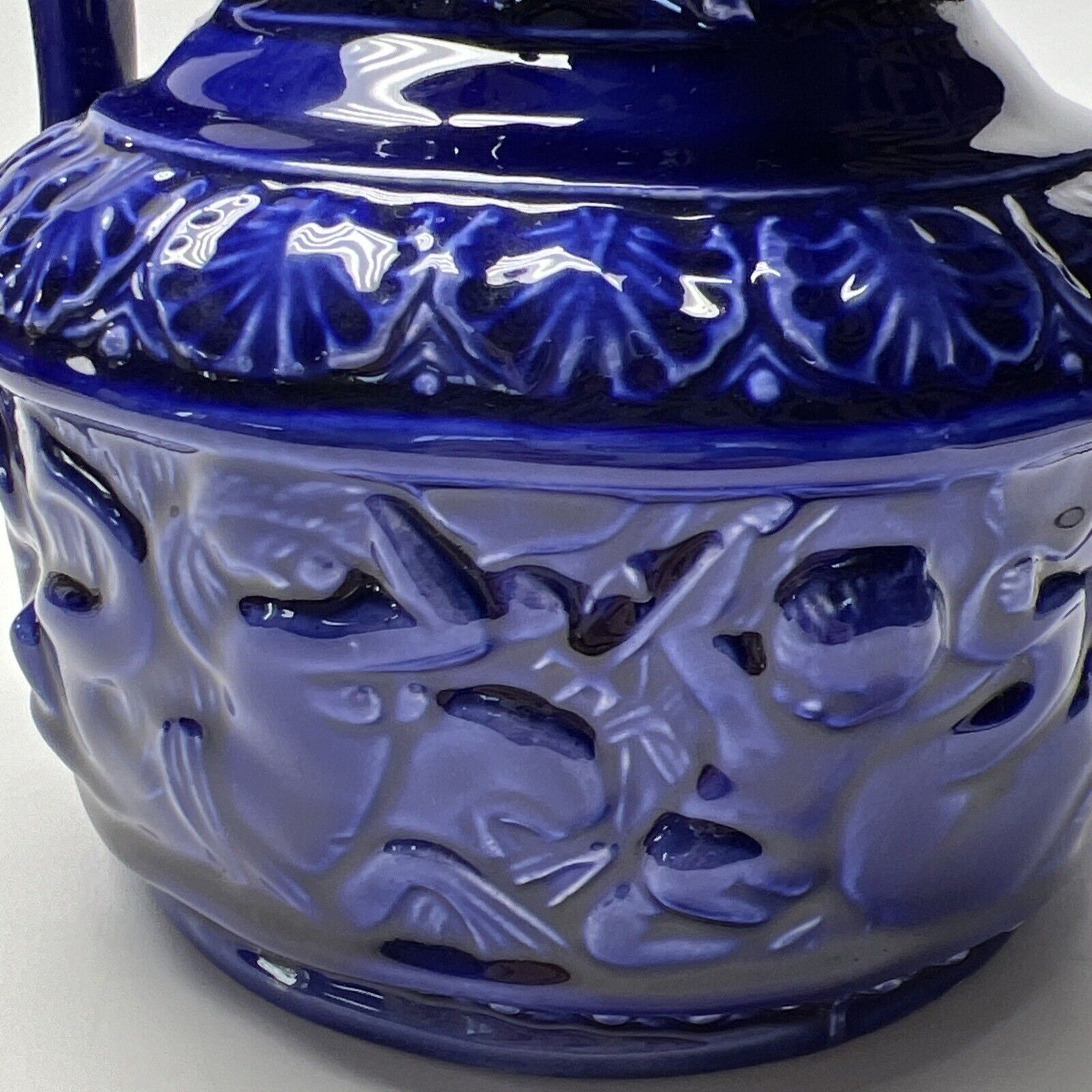 Vintage Cobalt Blue Ceramic Pottery Greek Mythology Zeuss Poseidon ...