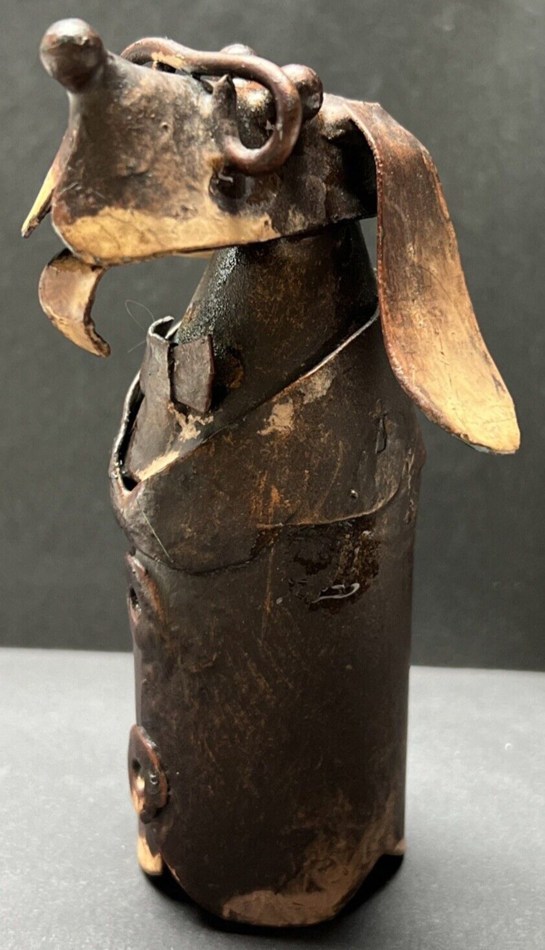 Vintage Folk Art Butler Dog Sculpture Metal Bottle Topper Rustic ...