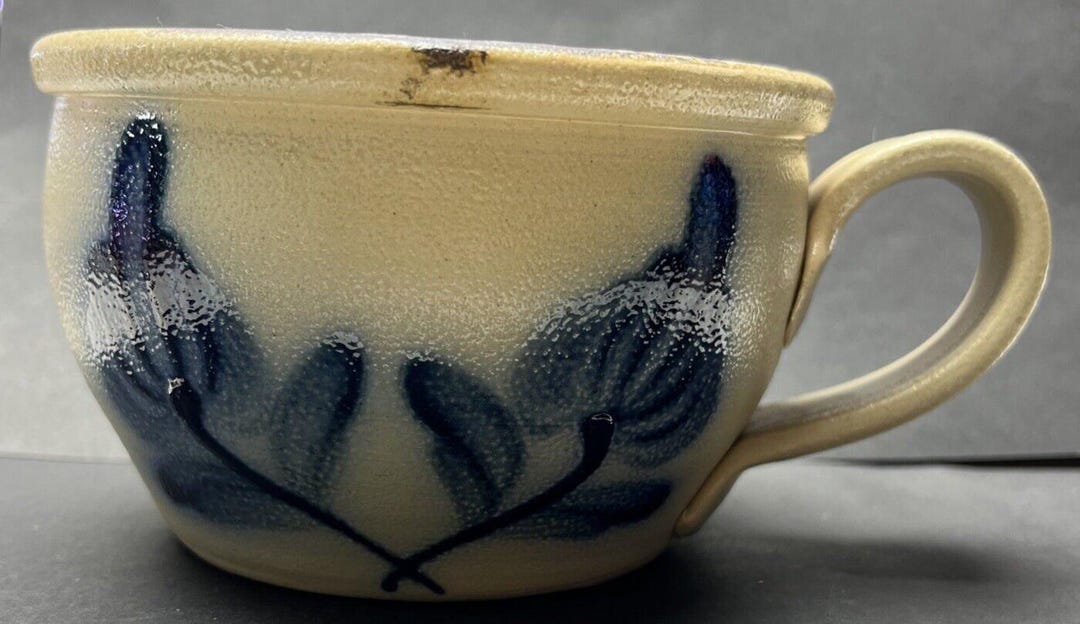 Vintage Maple City Pottery Salt Glazed Handled Soup Bowl Floral Read - Etsy