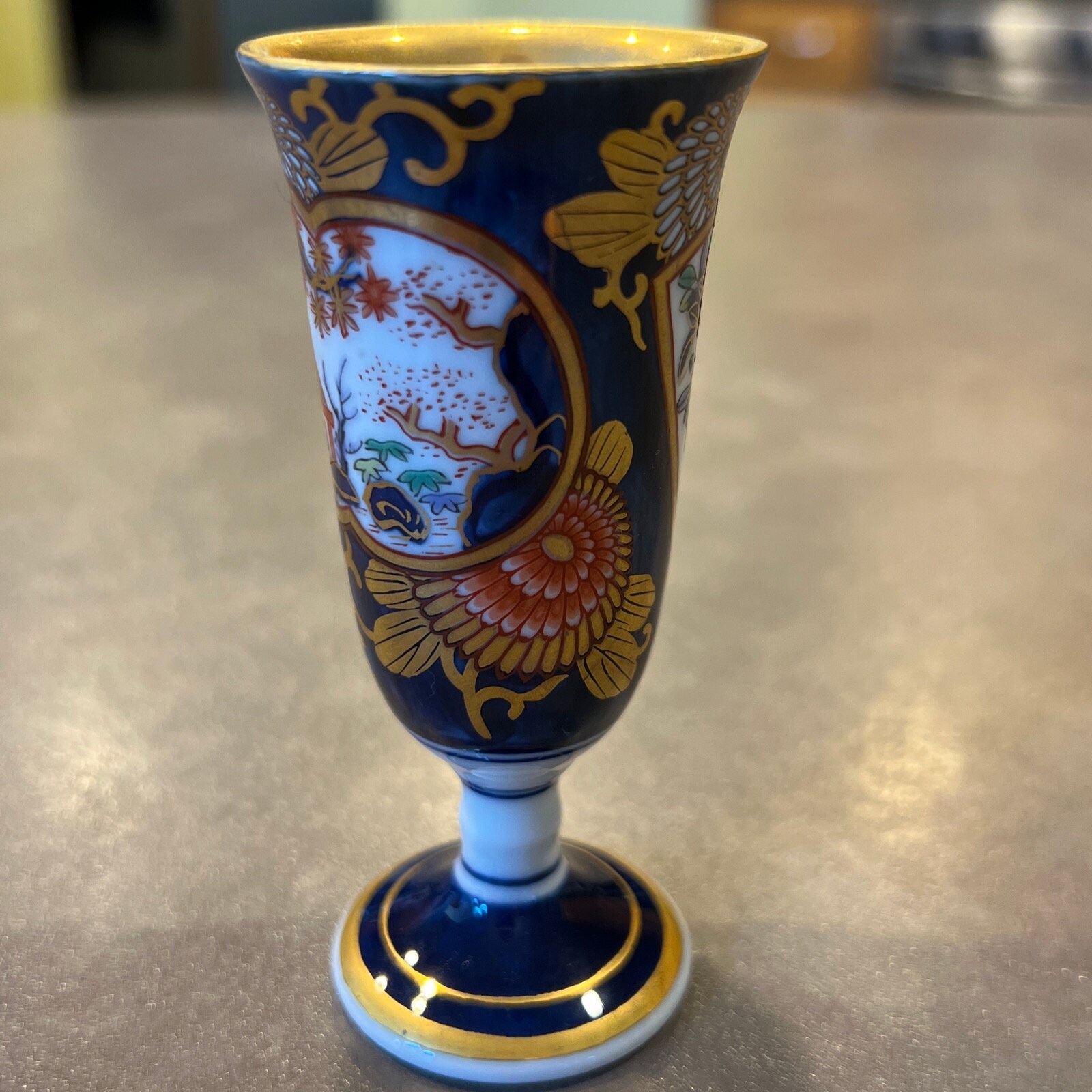 Vintage Japan Arita Yaki Porcelain Goblet Wine Glass Cup Rinpa Old ...