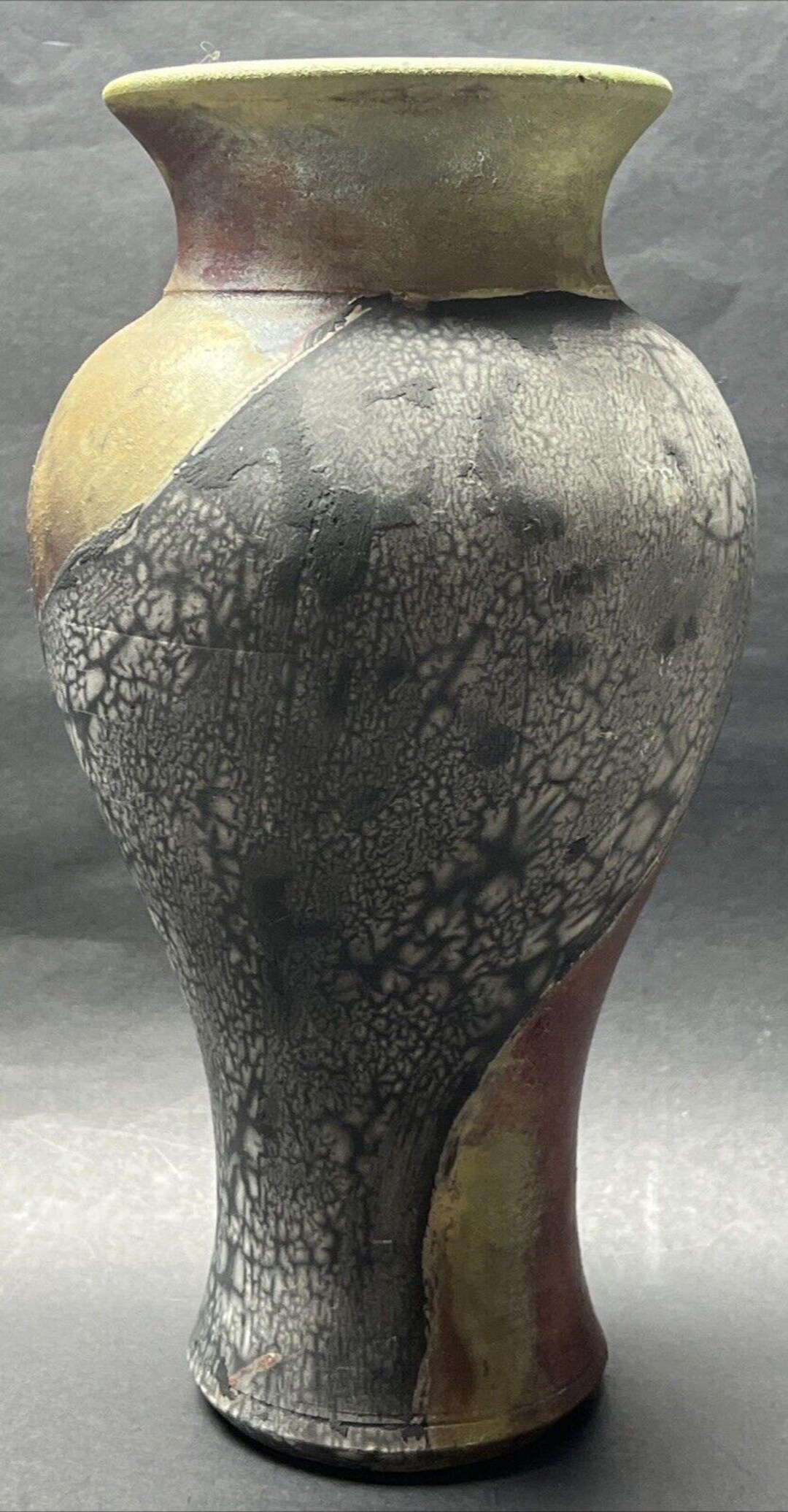 Vintage Raku Art Pottery Abstract Vase Wrapped Iridescent Matte Glaze ...