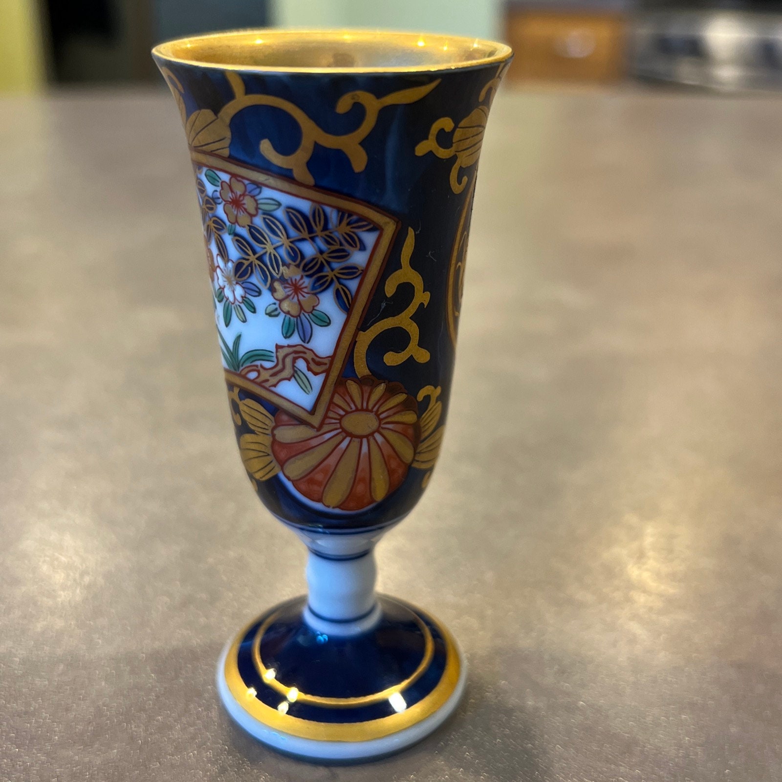 Vintage Japan Arita Yaki Porcelain Goblet Wine Glass Cup Rinpa Old ...