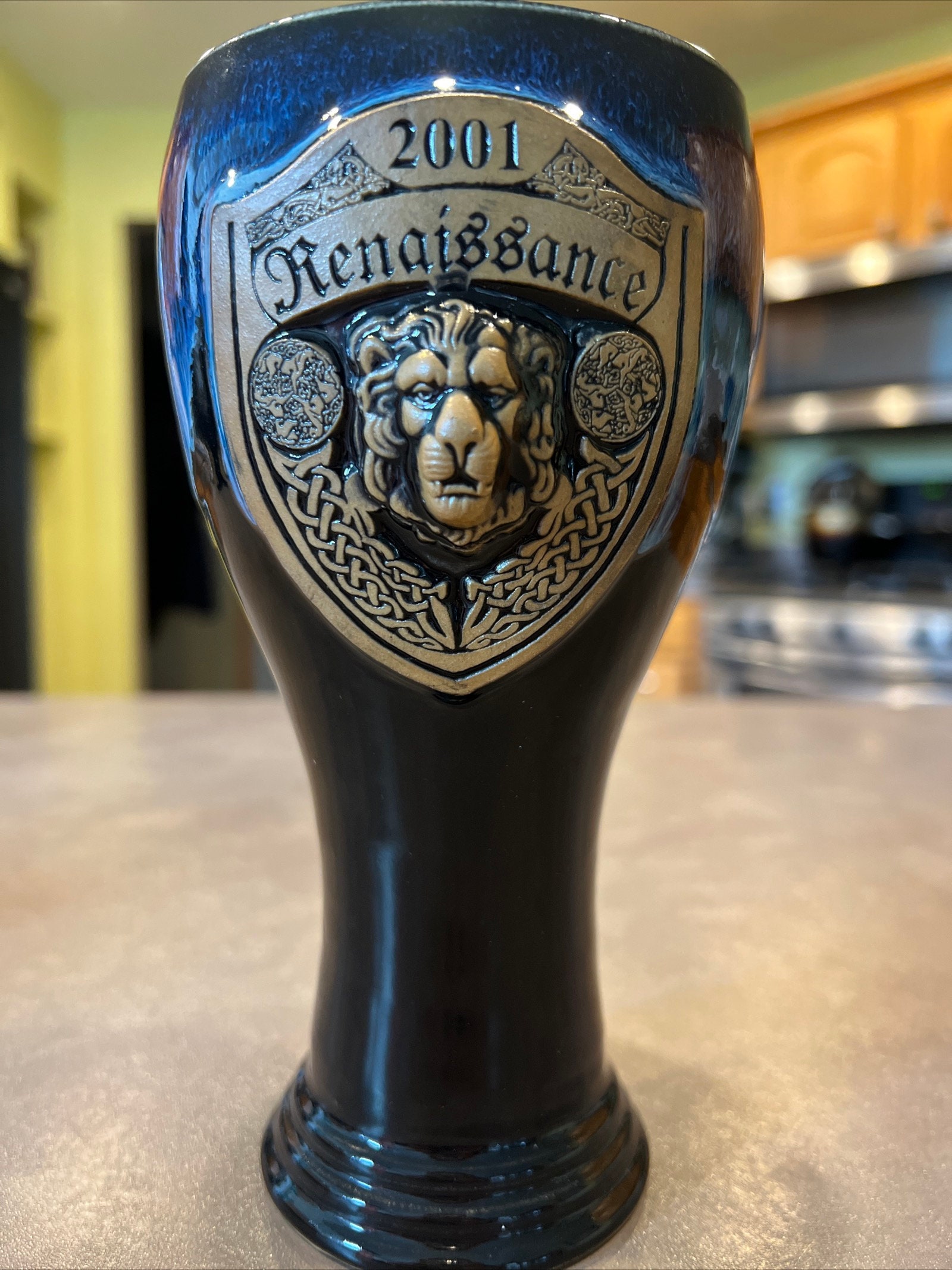 Vintage Deneen Pottery Lion Head 2001 Renaissance Festival Goblet Cup ...