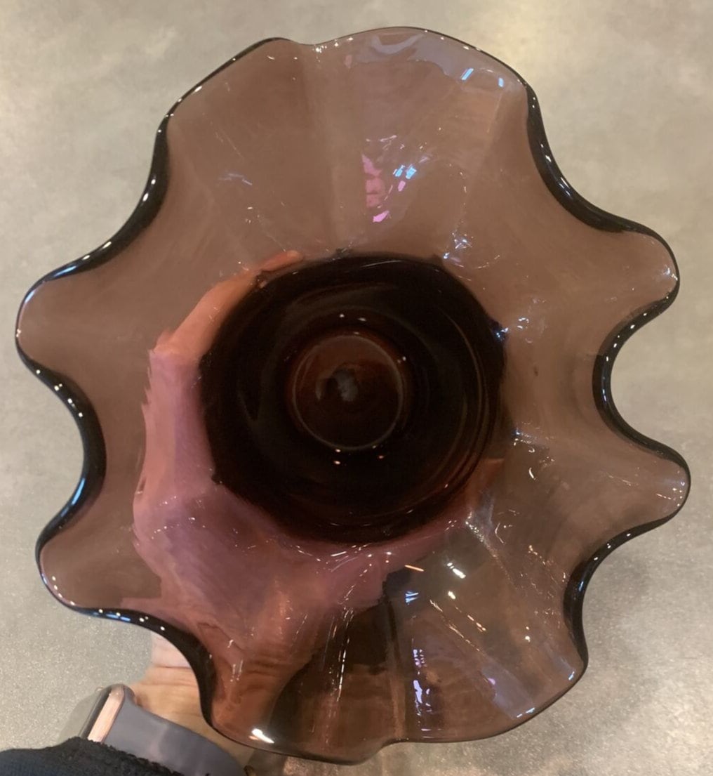 Vintage Bischoff Art Glass Purple Amethyst Fan Vase Ruffled - Etsy