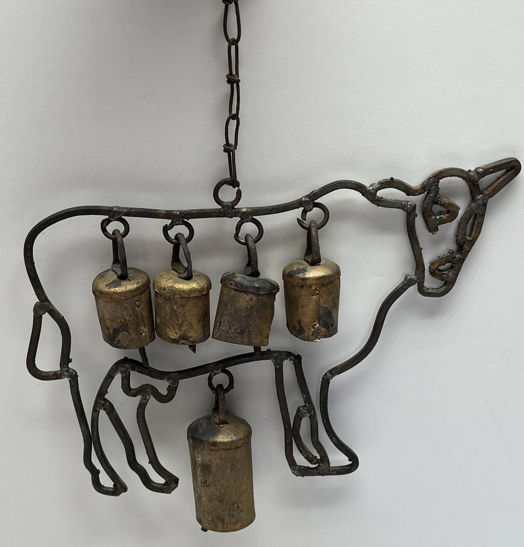 Primitive Cast Wrought Iron Figural Cow Bells Wind Chime - Etsy