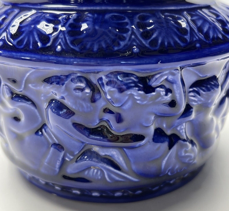 Vintage Cobalt Blue Ceramic Pottery Greek Mythology Zeuss Poseidon ...
