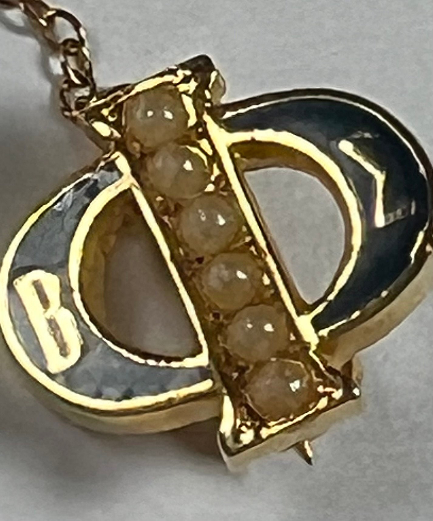 Vtg Beta Sigma Phi Sorority Pin Gold Tone Blue Stone Seed Pearls Torch ...