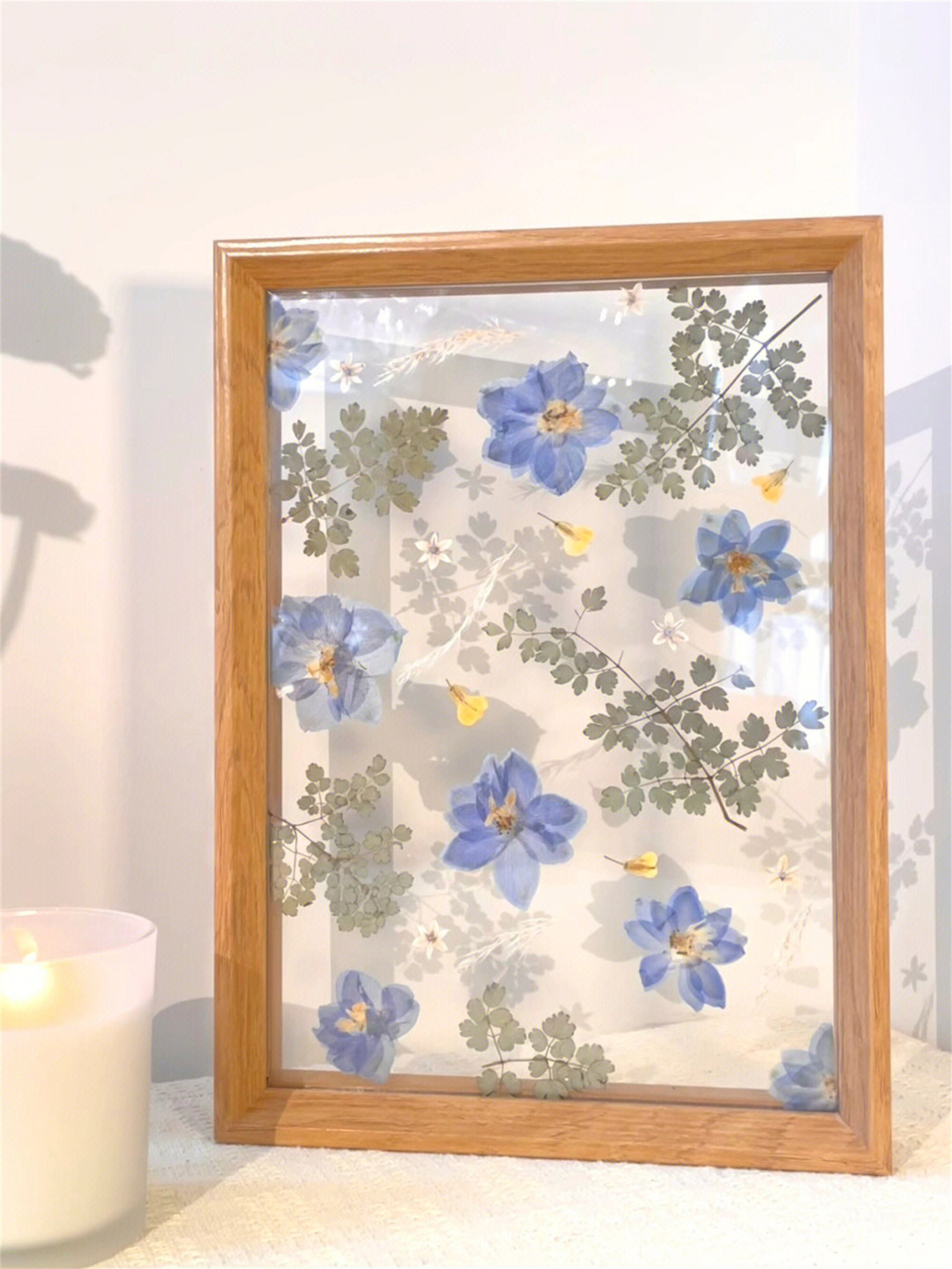 July Birth Flower Frame Pressed Larkspur Flowers Wooden - Etsy