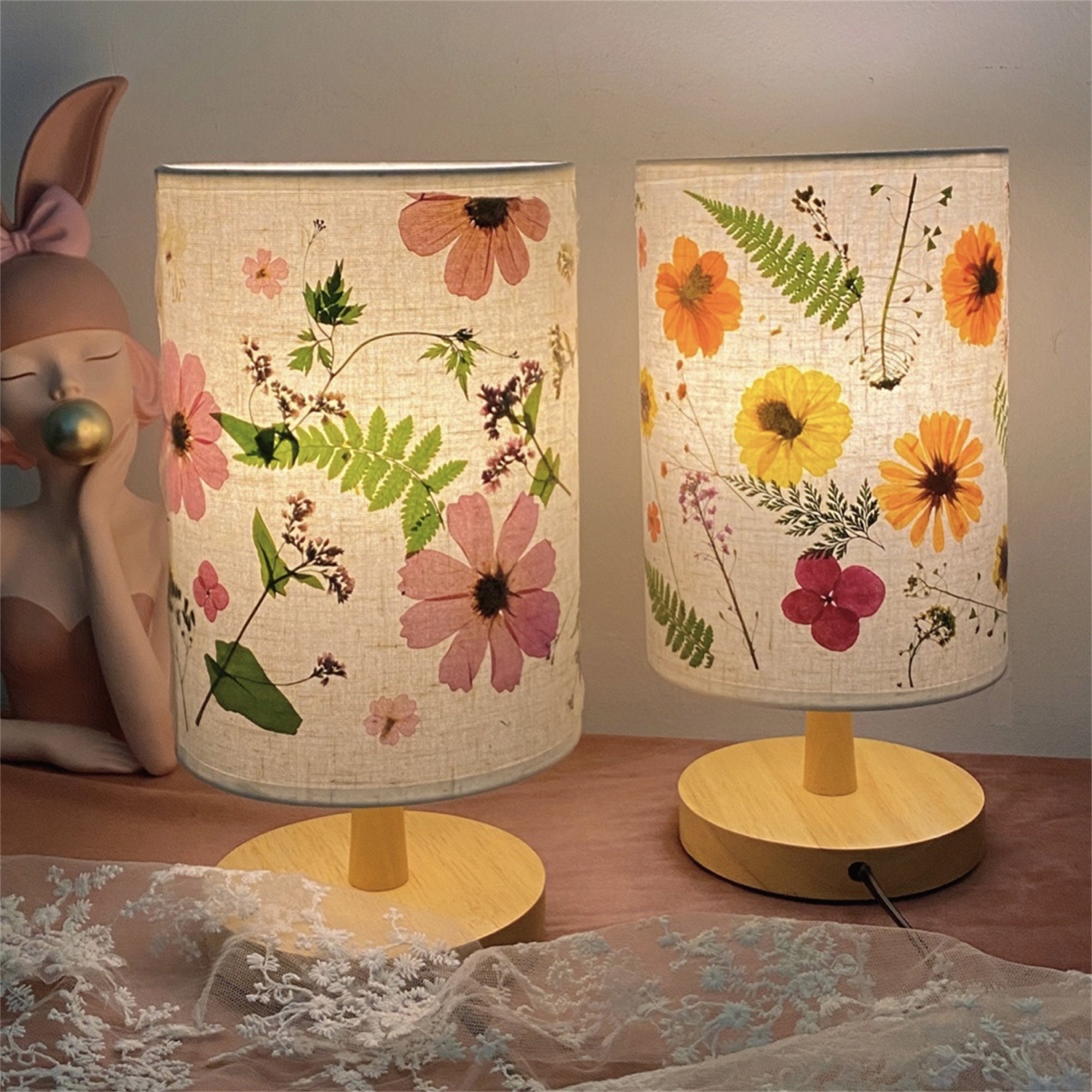 Dried Flowers Table Lamp, 5W LED Pressed Flower Bedside Lamp,shade Lamp ...