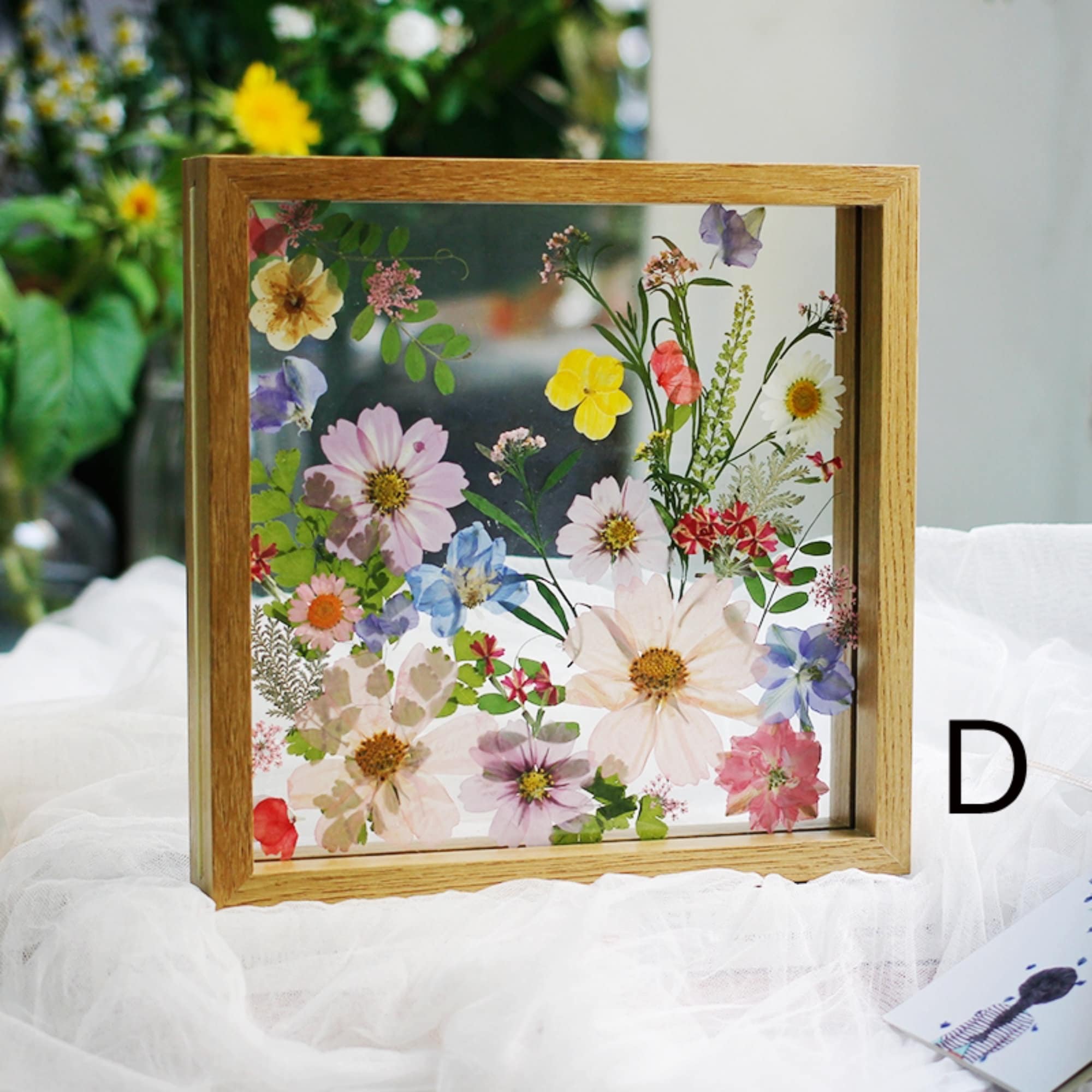 Bright Pressed Flowers Frame,wooden Stand Dried Flower Frame,botanical ...