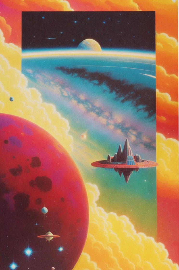 Cosmic Continuum Art Print Retro Futurism, Cosmic Artwork, Vintage Sci ...