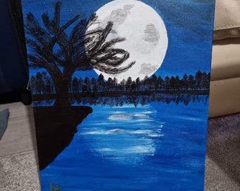 Acrylic Painting Moonlight Landscape - Etsy
