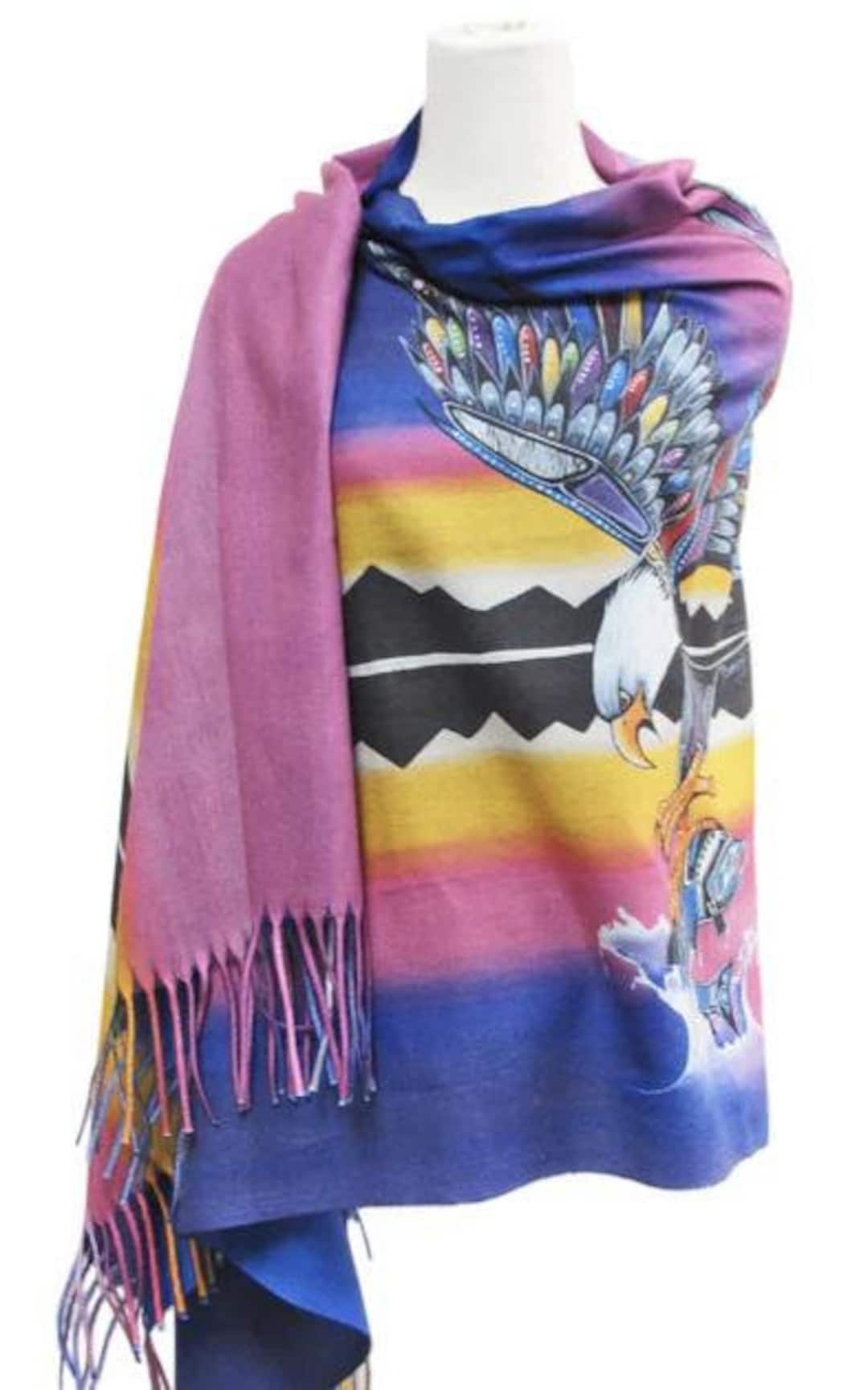 Eco Shawl | Indigenous Eagle Design | Canadian Native Artist | First ...