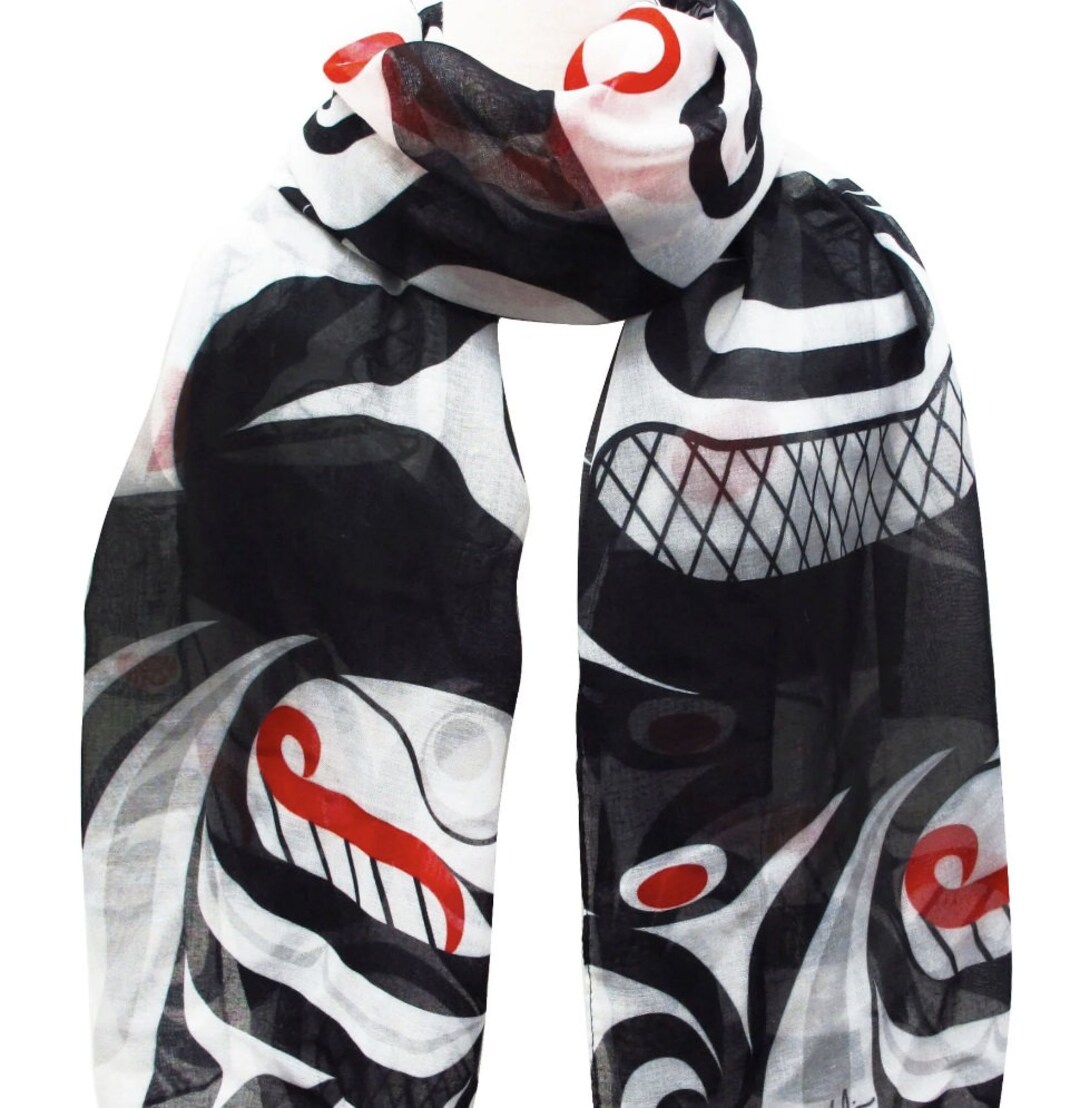 Scarf Indigenous Killer Whale Design Canadian Native Artist First ...