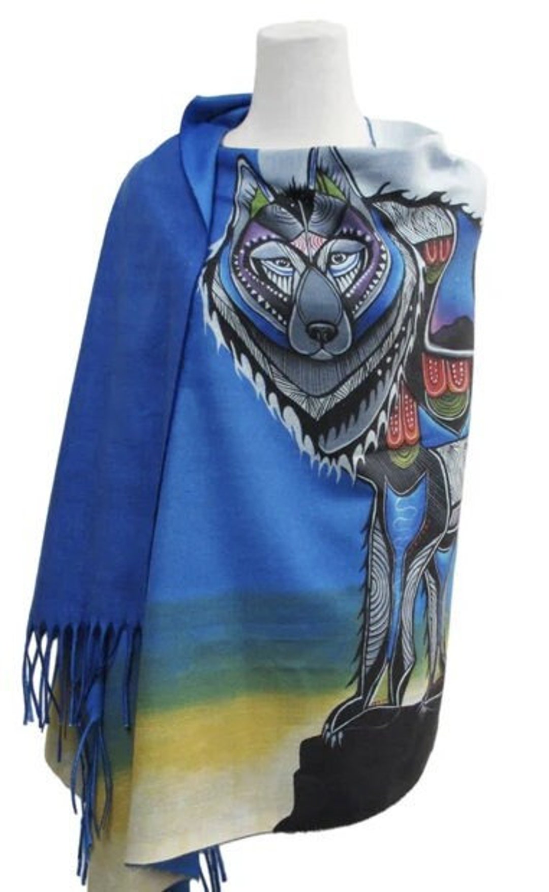 Wolf Shawl | Indigenous Wolf Design | Canadian Native Artist | First ...